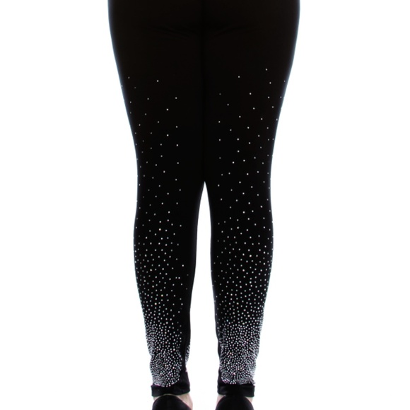 Vocal | Pants & Jumpsuits | Vocal Rhinestone Bling Leggings Sm4x Black ...